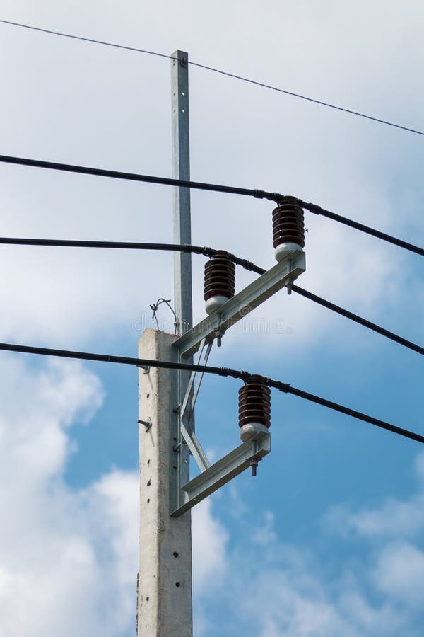 Electric post stock image. Image of post, energy, clouds - 73586329