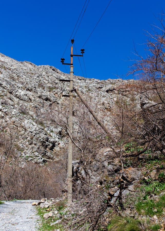 Electric Post in the Mountains Stock Photo - Image of pole, utility ...