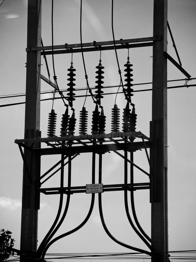 Electric post power line stock image. Image of electricity - 55489019