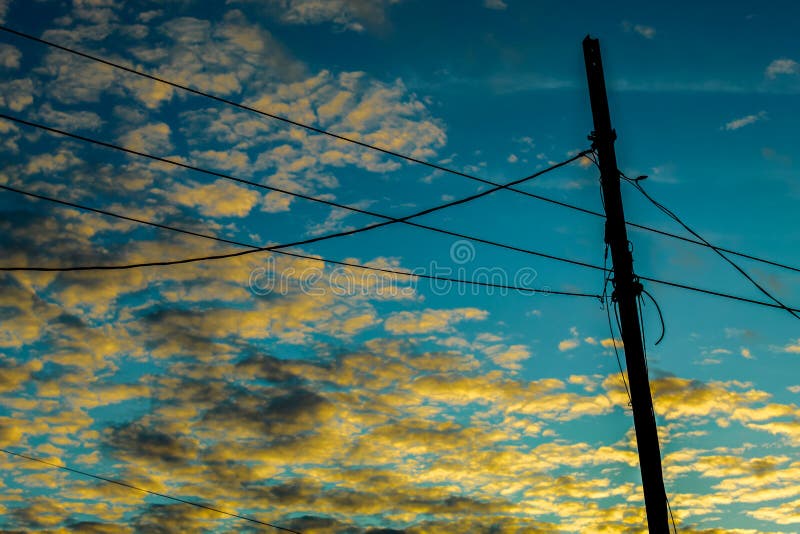 Electric Post Silhouette and a Beautiful Sky Stock Photo - Image of ...