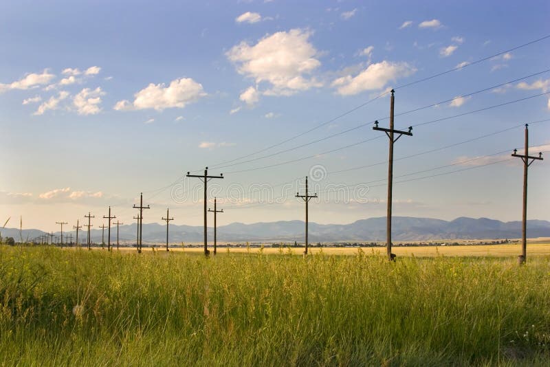 Electric Posts in a Field - Helena Stock Image - Image of scenic ...