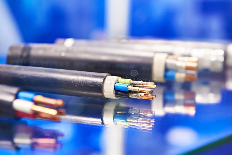 Electric Power Cable in Cut Cross Section Stock Photo - Image of ...
