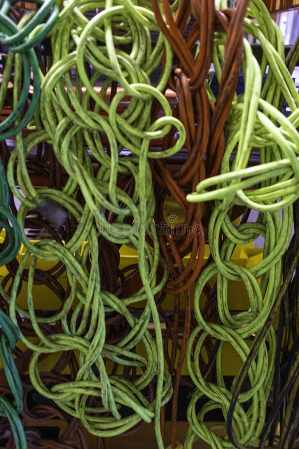 Electric Power Cables Hanging on Factory Shelving Stock Photo - Image ...