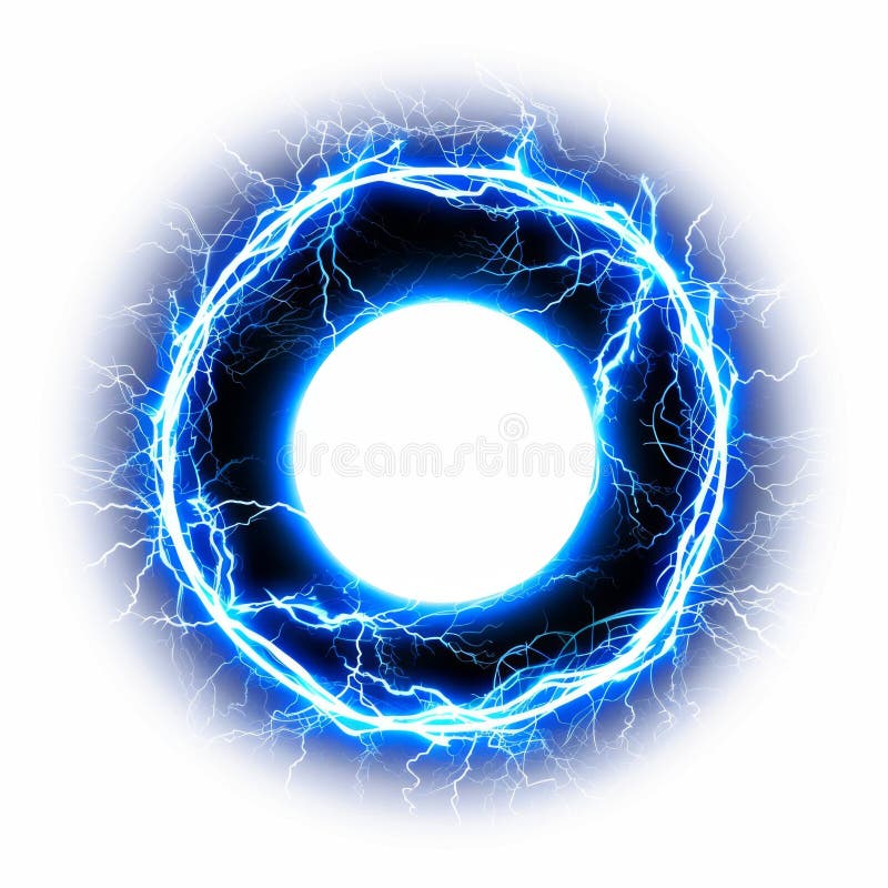 Electric Power Circular Lightning Isolated on White Background Stock ...