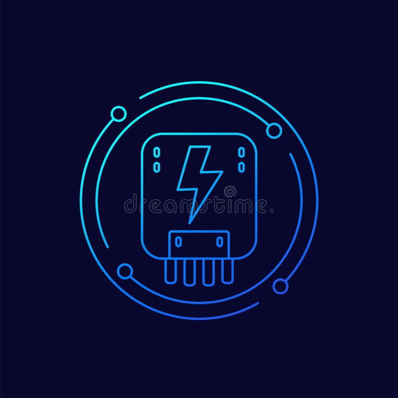 Electric Power Control Box Icon, Linear Design Stock Vector ...