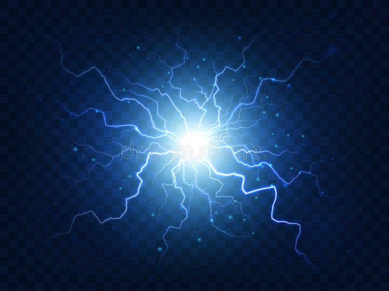 Electric Power Explosion with Electrical Flash, Sparks and Blue ...