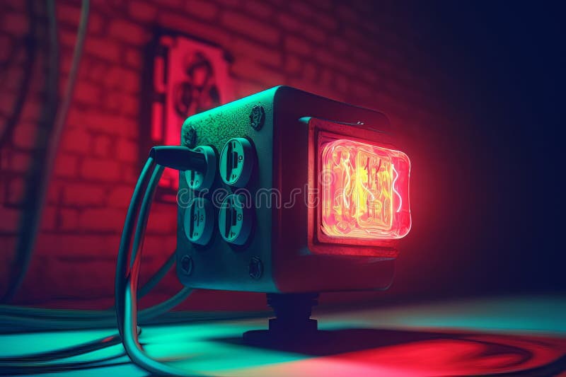 Electric Power Generator in Neon Lighting Made with Generative Ai Stock ...