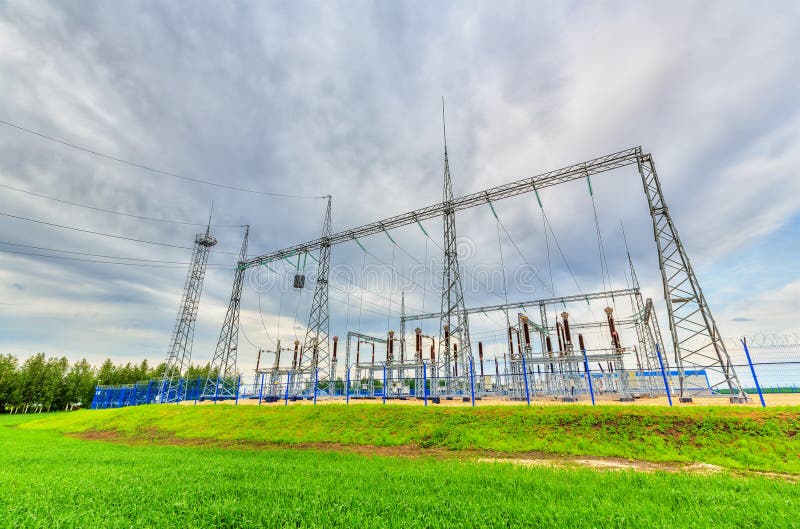 Electric Power Grid Substation Stock Photo - Image of electric, global ...