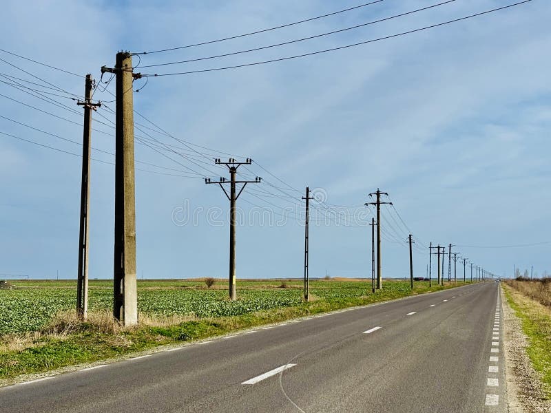 Electric power lines stock image. Image of grass, prairie - 370619981