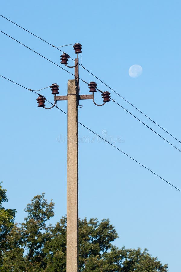 Electric power lines stock photo. Image of pole, construction - 77767932