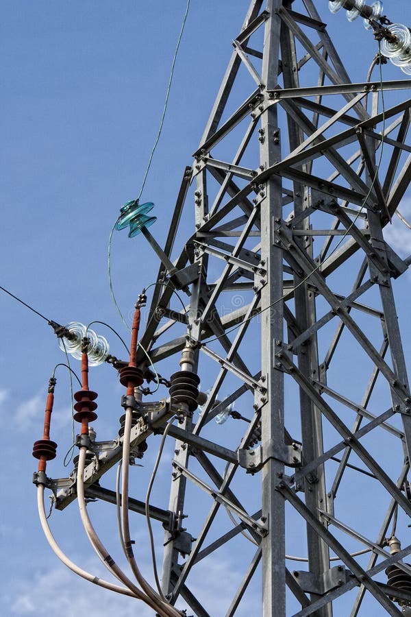 Electric Power Lines Connector High Voltage Electicity Stock Image ...