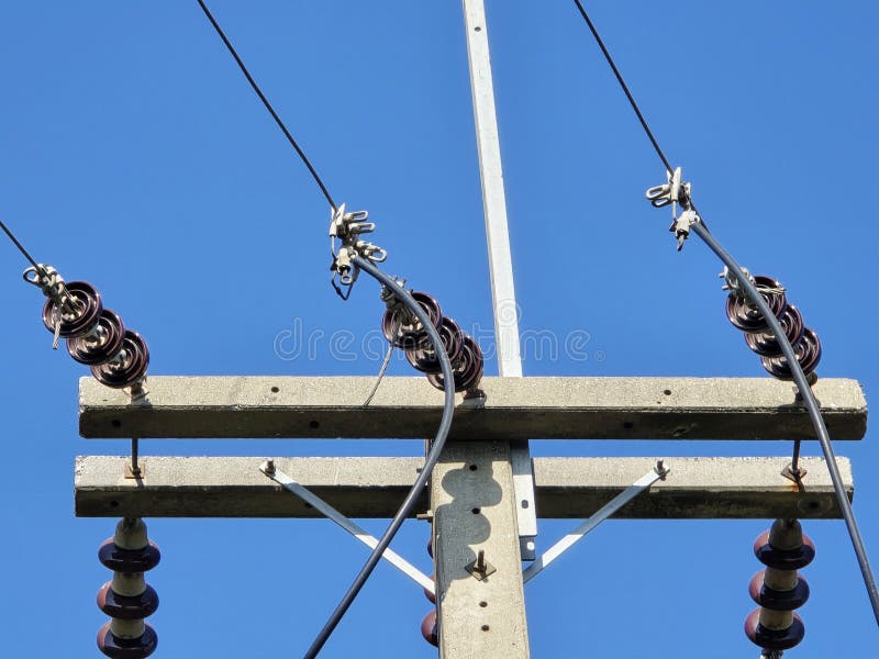 Electric Power Lines in the Countryside in Thailand Stock Photo - Image ...