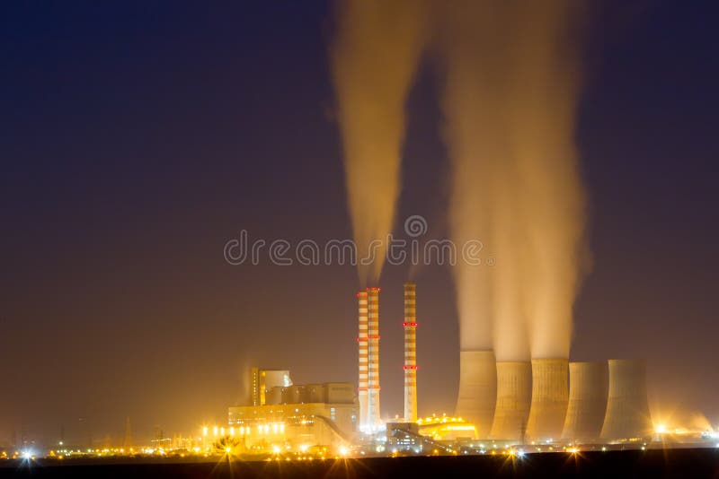 Electric Power Plant In Kozani Greece. Slow Shutter Speed Stock Image ...