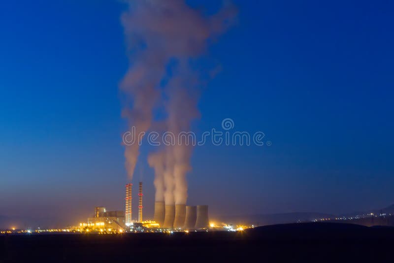 Electric Power Plant in Kozani Greece. Slow Shutter Speed Stock Photo ...