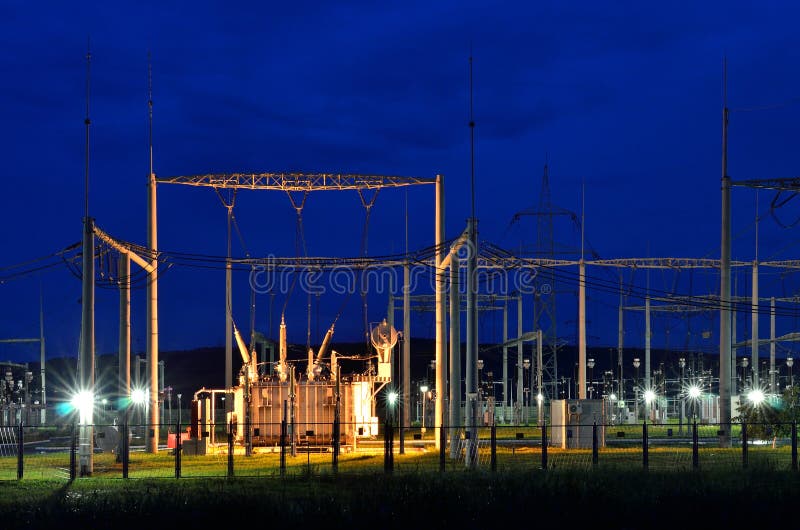 Electric Power Plant by Night #2 Stock Image - Image of power, electric ...