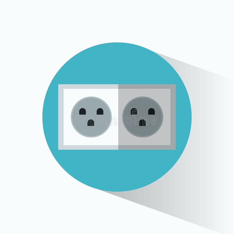 Electric Power Plug Blue Circle Shadow Stock Vector - Illustration of ...