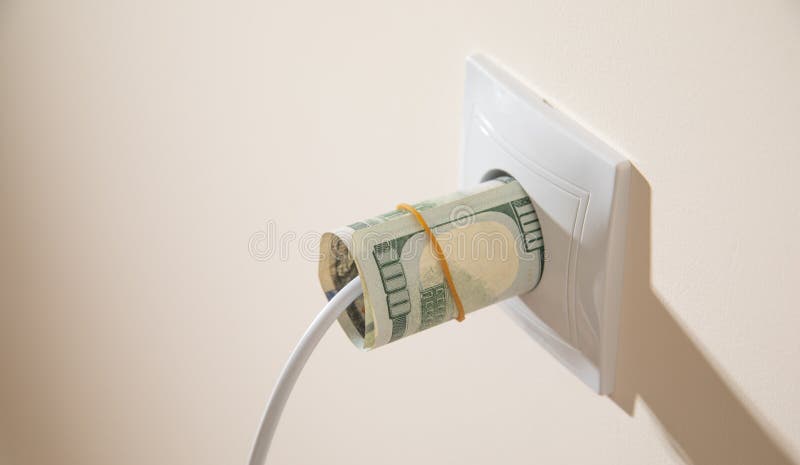 Electric Power Plug and Dollar with a Electric Socket Stock Image ...