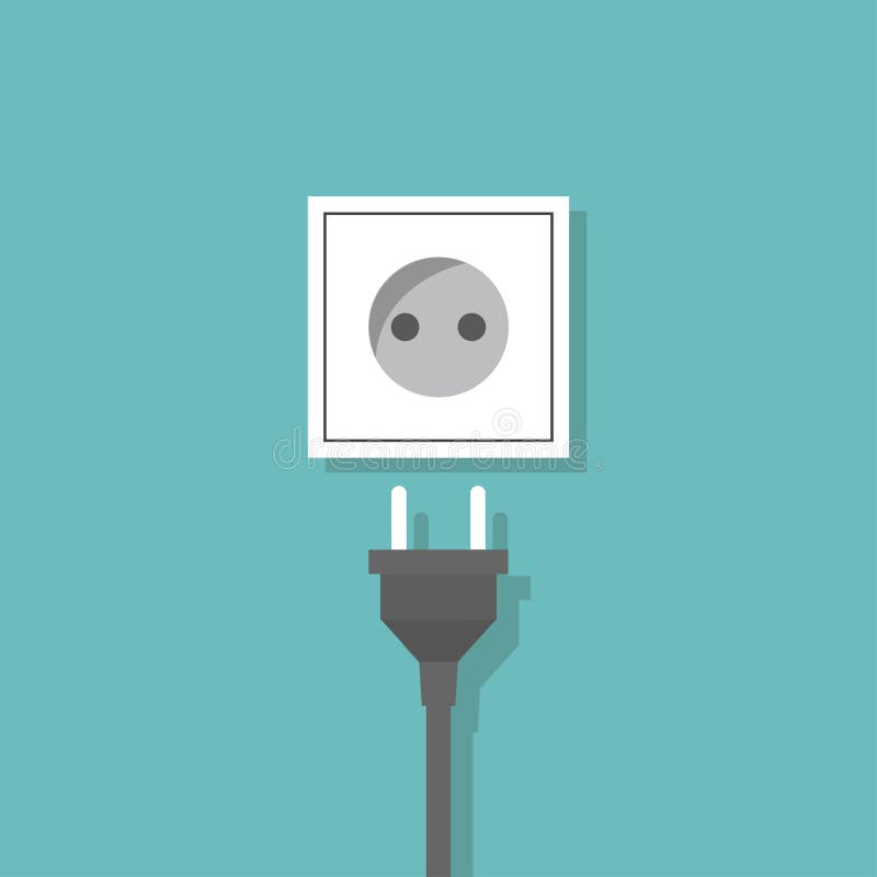 Electric Power Plug with Socket. Vector Illustration Flat Design ...