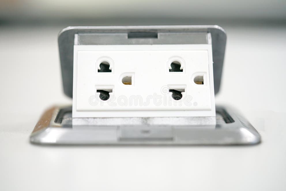 Electric Power Plug on Table. Stock Photo - Image of element, cable ...