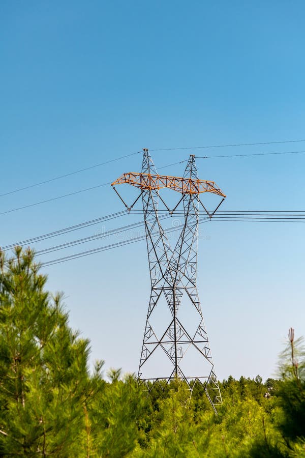 Electric Power Poles High Voltage Electrical Power Poles Along a ...