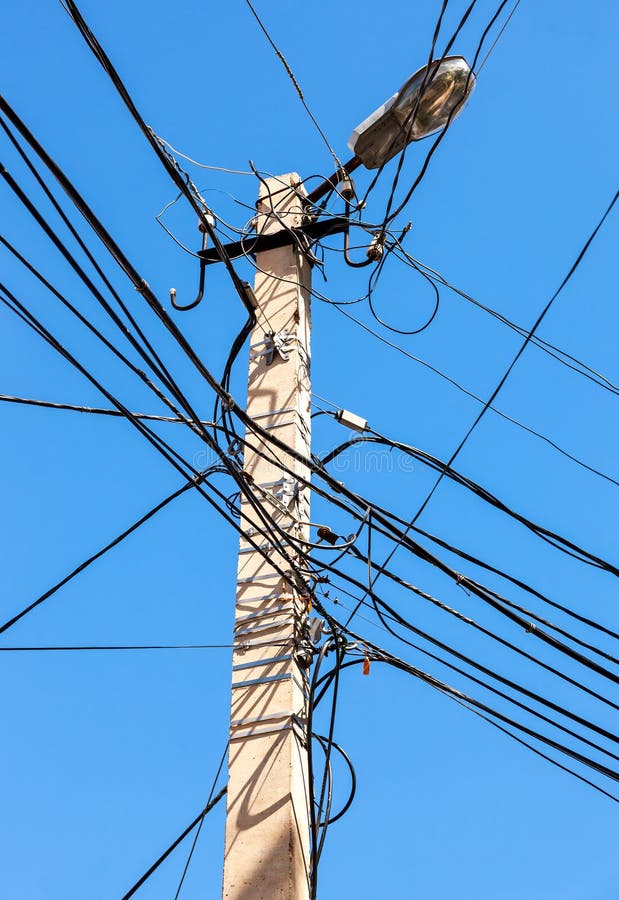 Electric Power Post with Wire Stock Photo - Image of grid, engineering ...
