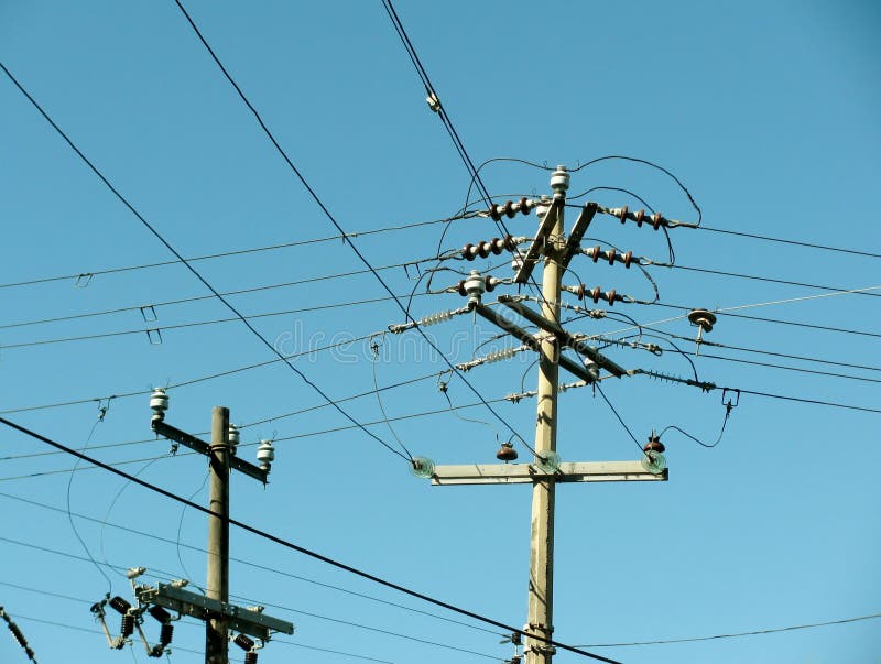 Electric Power Posts and Overhead Power Lines Stock Image - Image of ...