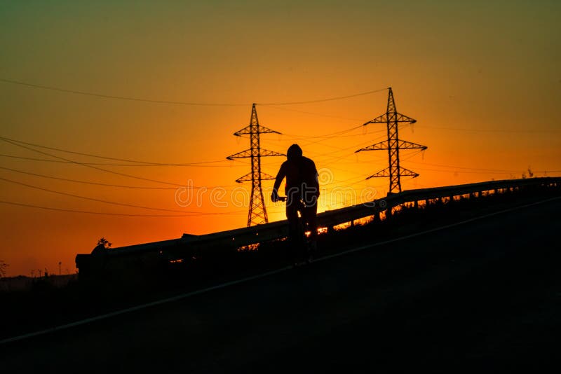 Electric Power Pylon, Electric Tower at Sunset Editorial Photo - Image ...