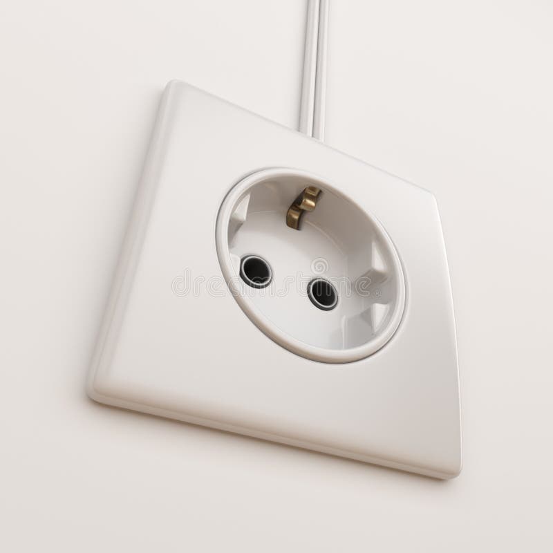 Electric Power Socket on Empty Wall. 3D Illustration Stock Illustration ...