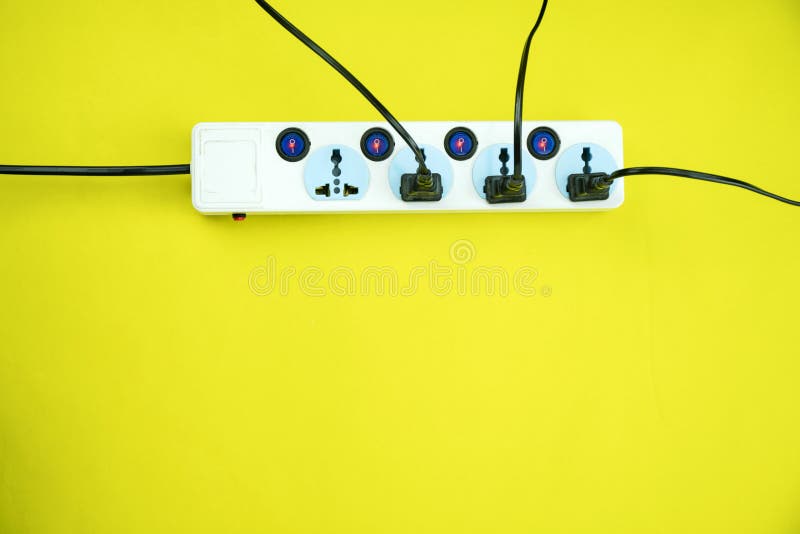 Electric Power Socket and Plug on Yellow Paper Background Stock Image ...