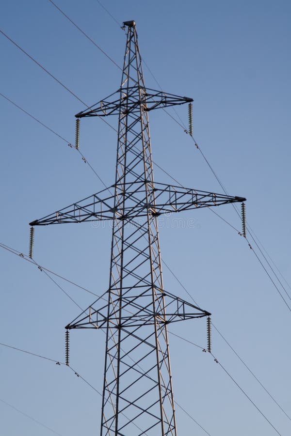 Electric Power Station Lines, on the Blue Sky Backing Stock Image ...