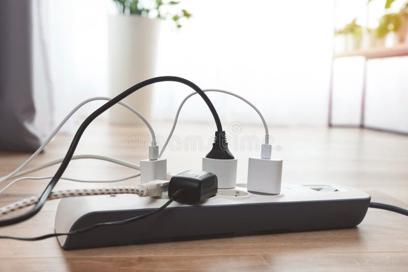 Electric Power Strip. Multiple Devices Connected Stock Image - Image of ...