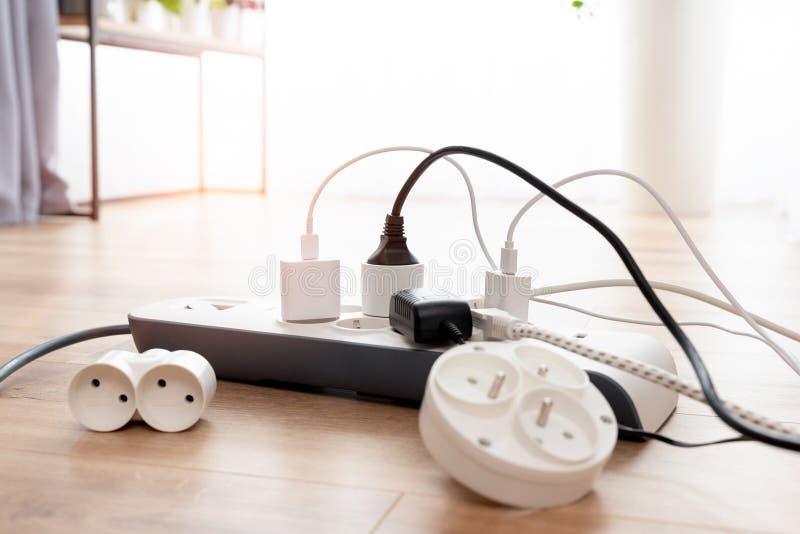 Electric Power Strip. Multiple Devices Connected Stock Photo - Image of ...