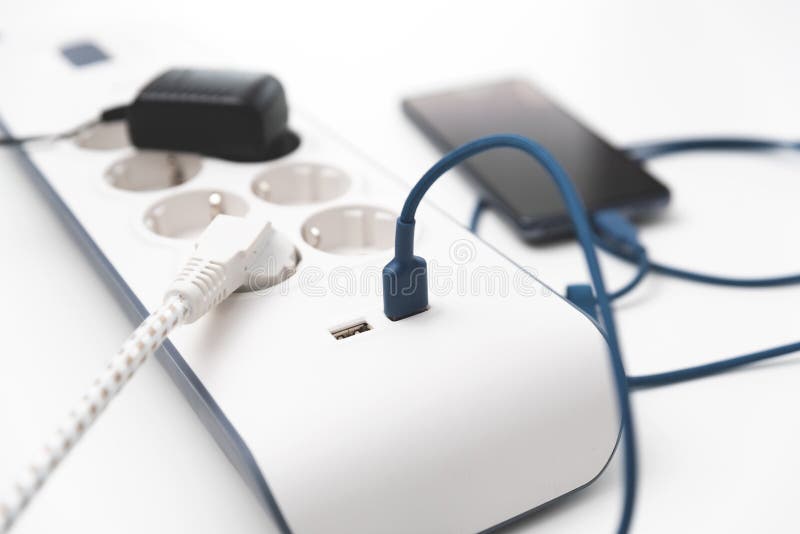 Electric Power Strip. Multiple Devices Connected Stock Image - Image of ...