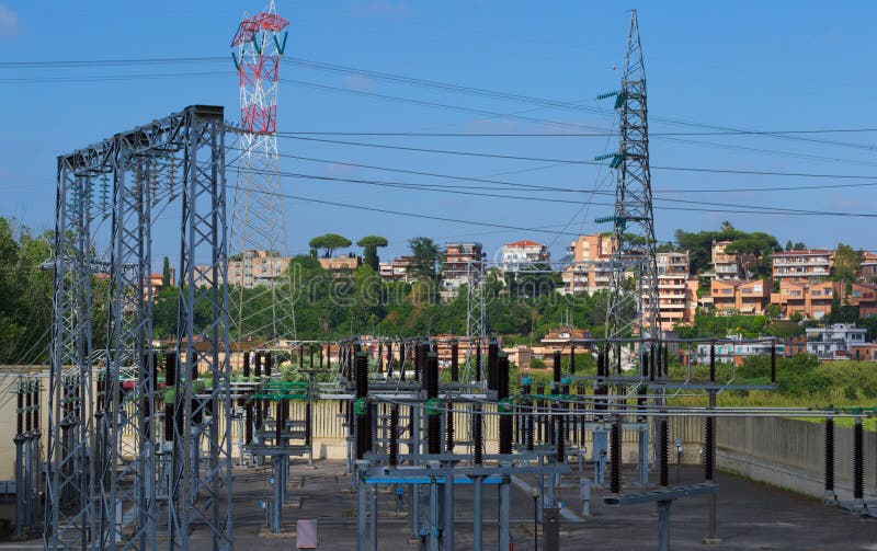 Electric Power Substation stock photo. Image of high - 31870214