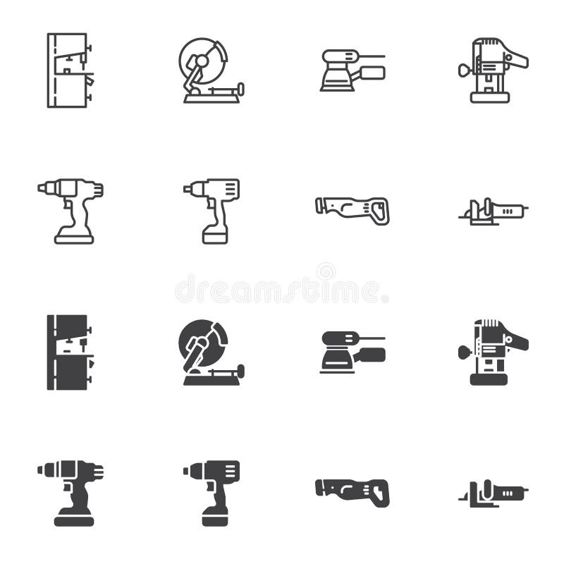 Electric Power Tools Icon Set Stock Vector - Illustration of logo ...