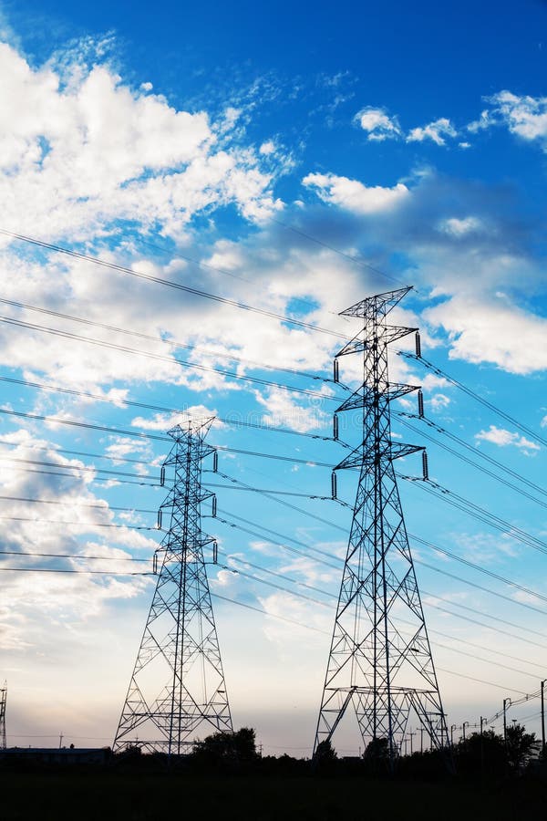 Electric Power Towers in Sunset Stock Photo - Image of climate, desert ...