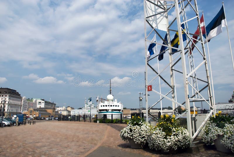 Electric Power Transmission Line in the Port. Stock Image - Image of ...