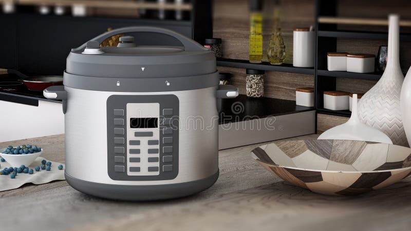 Electric Pressure Cooker in the Kitchen. 3D Illustration Stock ...