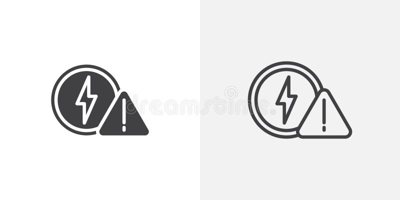 Electric Problem Line Icon Isolated on White Background Stock Vector ...