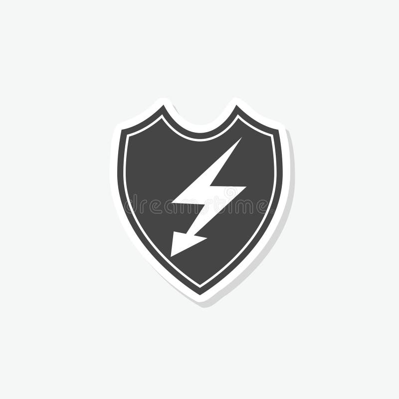 Electric Protect Shield Icon Sticker Stock Vector - Illustration of ...