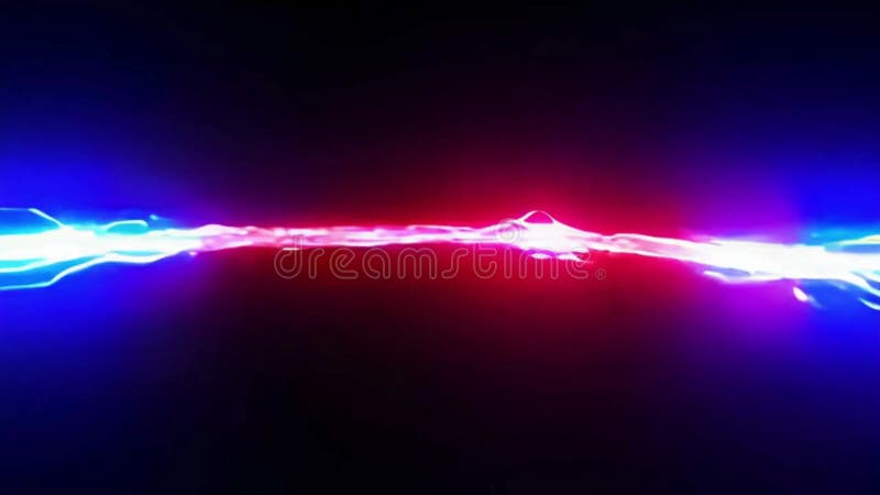 Electric Pulse Wave Moving Horizontally with Neon Blue and Red Lights ...