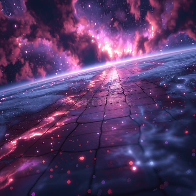 Electric Purple Horizon in Virtual World. Stock Illustration ...