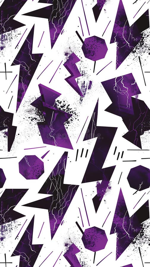 Electric Purple Lightning Bolt Pattern on White Background Stock Photo ...