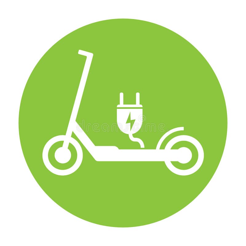 Electric Push Scooter E-scooter Symbol with Plug Stock Vector ...
