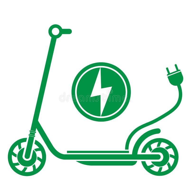 Electric Push Scooter E-scooter Symbol with Plug Stock Vector ...