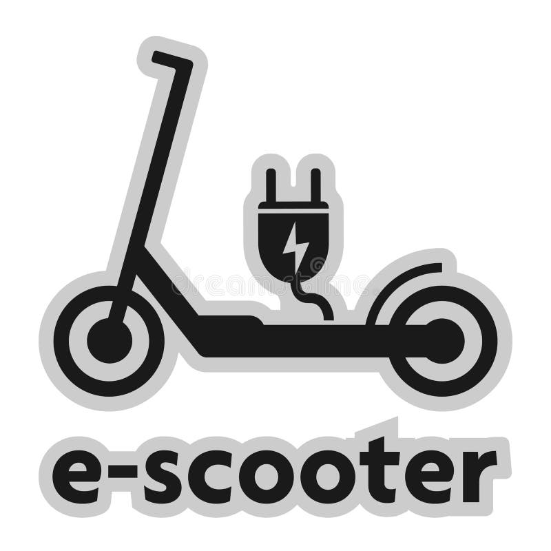 Electric Push Scooter E-scooter Symbol with Plug Stock Vector ...