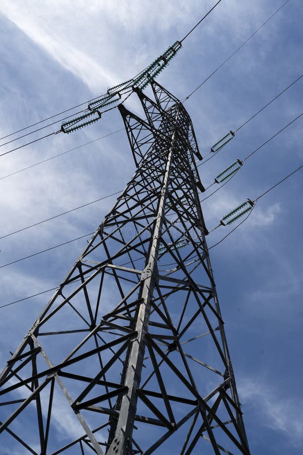Electric Pylon Blue Sky in Background Stock Photo - Image of electric ...