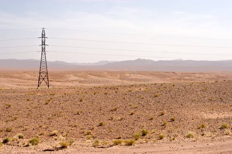 Electric pylon in desert stock image. Image of metal, arid - 3385287