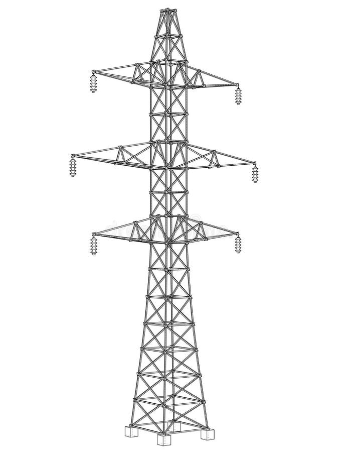 Electric Pylon or Electric Tower Concept. Vector Stock Vector ...