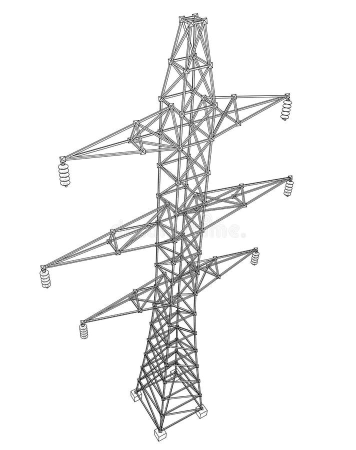 Electric Pylon or Electric Tower Concept. Vector Stock Vector ...
